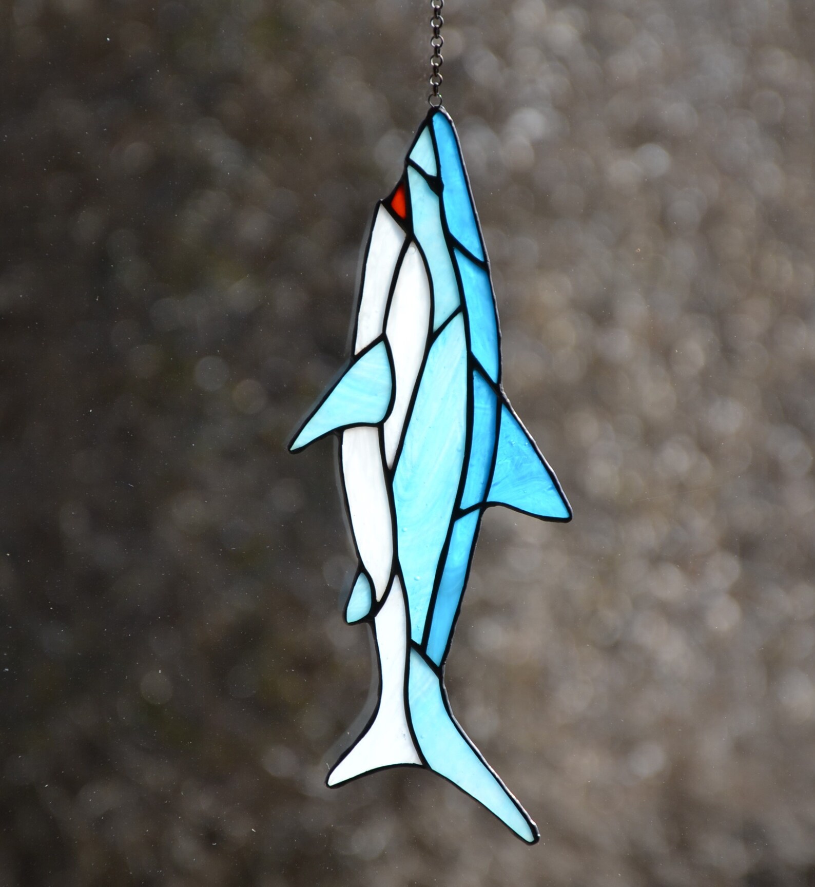Suncatcher Stained glass window hanging Garden decor Shark | Etsy