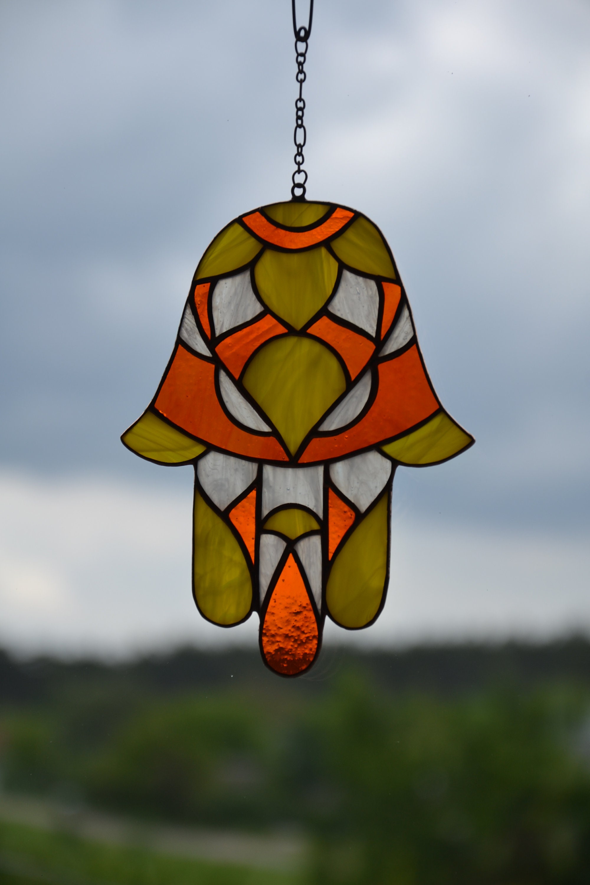 Stained Glass Hamsa Suncatcher Miriam's Hand Stained Glass - Etsy