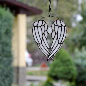 Stained Glass Suncatcher Angel Wings Window Hanging Tiffany Style Sun ...