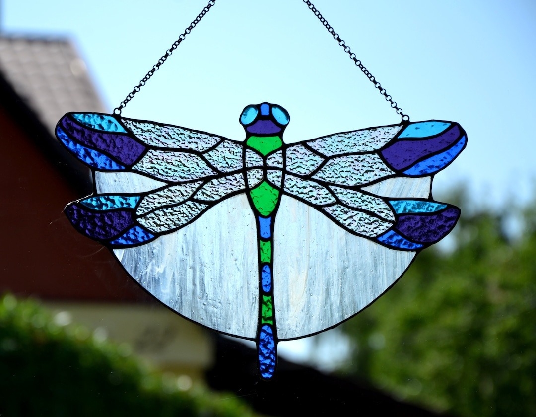 Stained Glass Suncatcher Dragonfly Window Hanging Christmas Gift ...