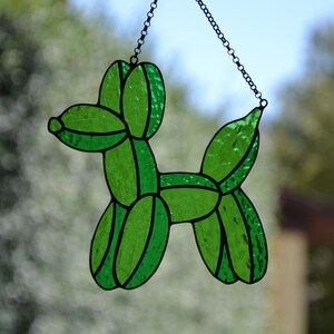 Stained Glass Suncatcher Balloon Dog Stain Glass Window Hanging Kitchen ...
