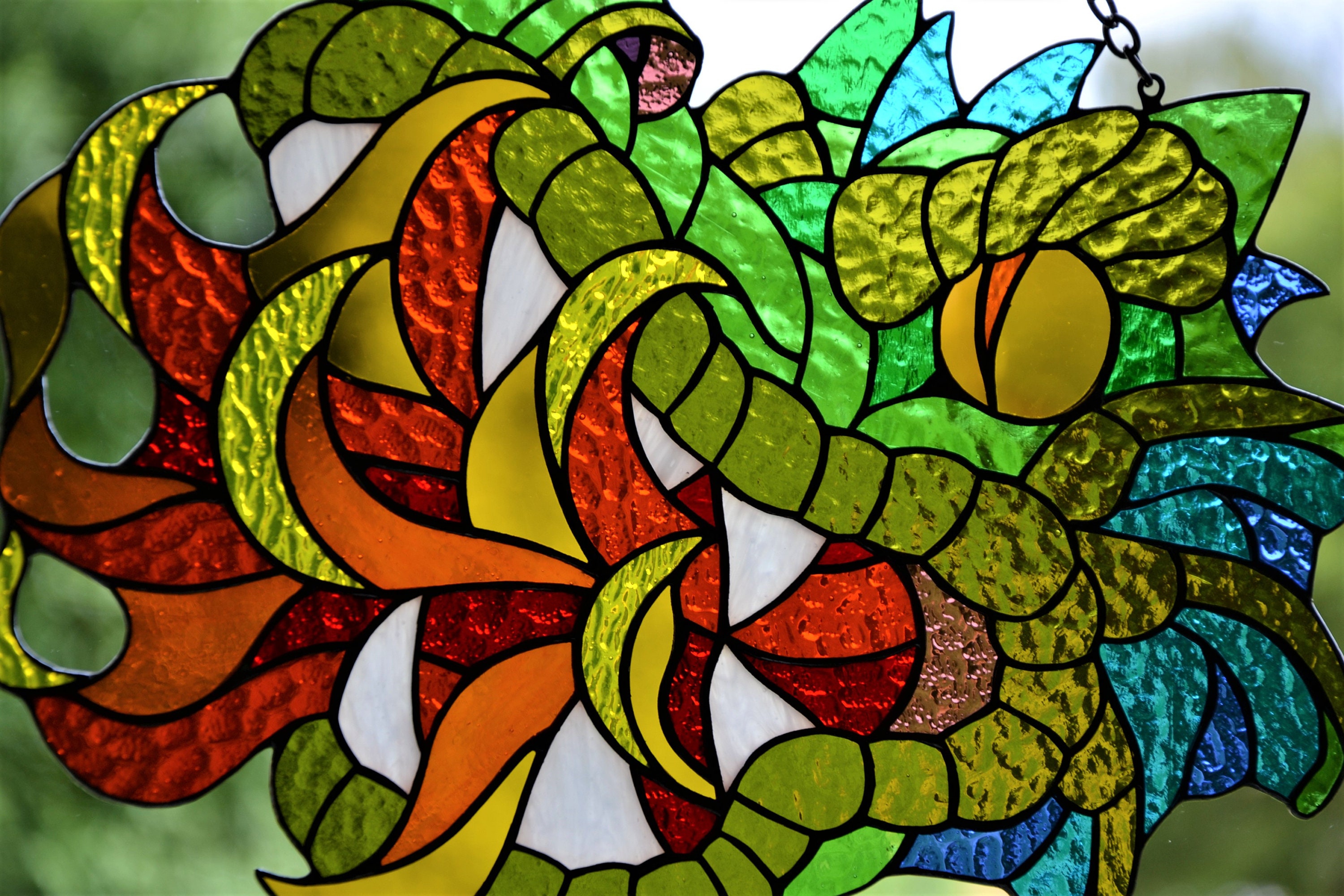 Stained Glass Dragon Head Suncatcher, Fantasy Window Hanging - Etsy