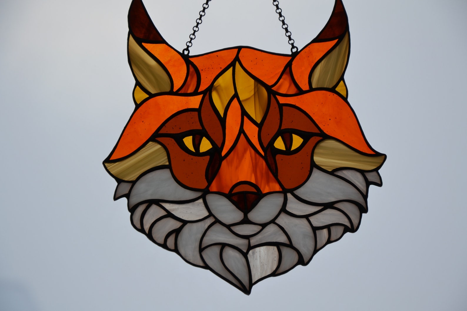Stained Glass Suncatcher Fox Stained Glass Window Hanging Handcrafted ...