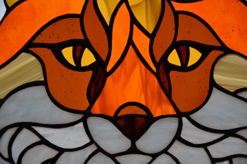 Stained Glass Suncatcher Fox Stained Glass Window Hanging Handcrafted ...