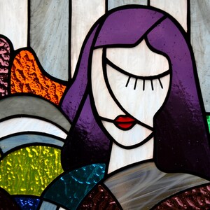 Stained Glass Panel Mona Lisa Stain Glass Window Hanging Da Vinci ...