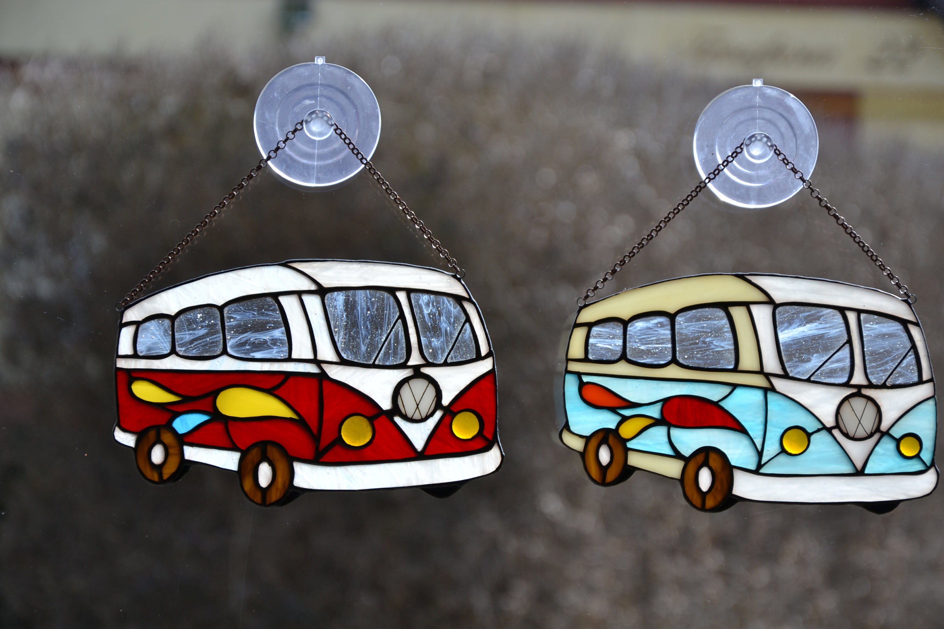 Stained Glass Suncatcher Hippie Bus Window Hanging Stained Glass ...