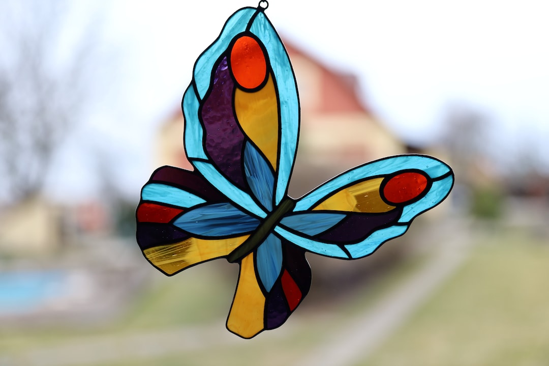 Stained Glass Suncatcher Butterfly Window Hanging Suncatcher Wall Decor ...
