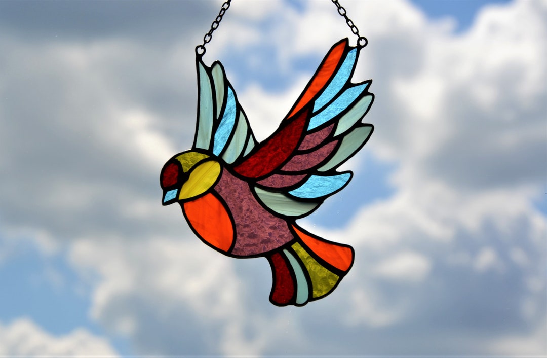 Stained Glass Suncatcher Single Bird Window Hanging Bird Mother's Day ...