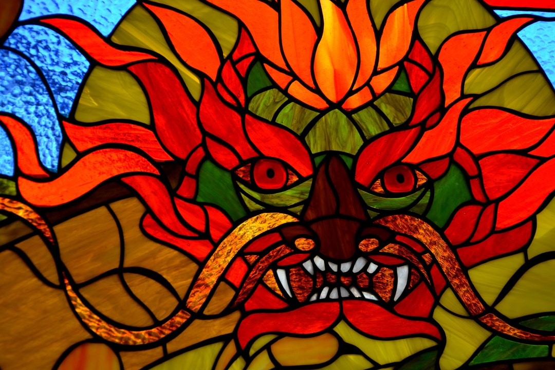 Chinese Dragon Stained Glass Panel Commission Piece Tiffany Method ...