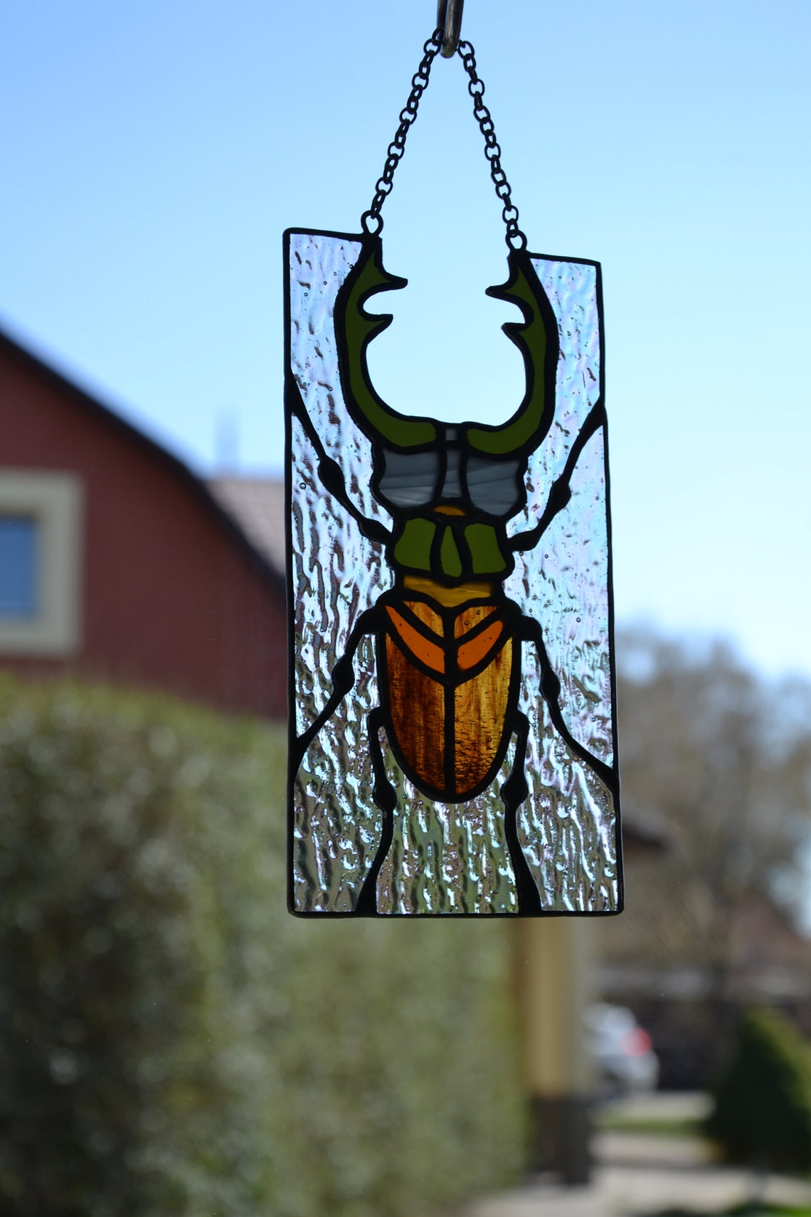 Stained Glass Window Hanging Stag Beetle Suncather Glass Bug - Etsy