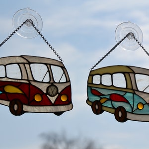 Stained Glass Suncatcher Hippie Bus Window Hanging Stained Glass ...