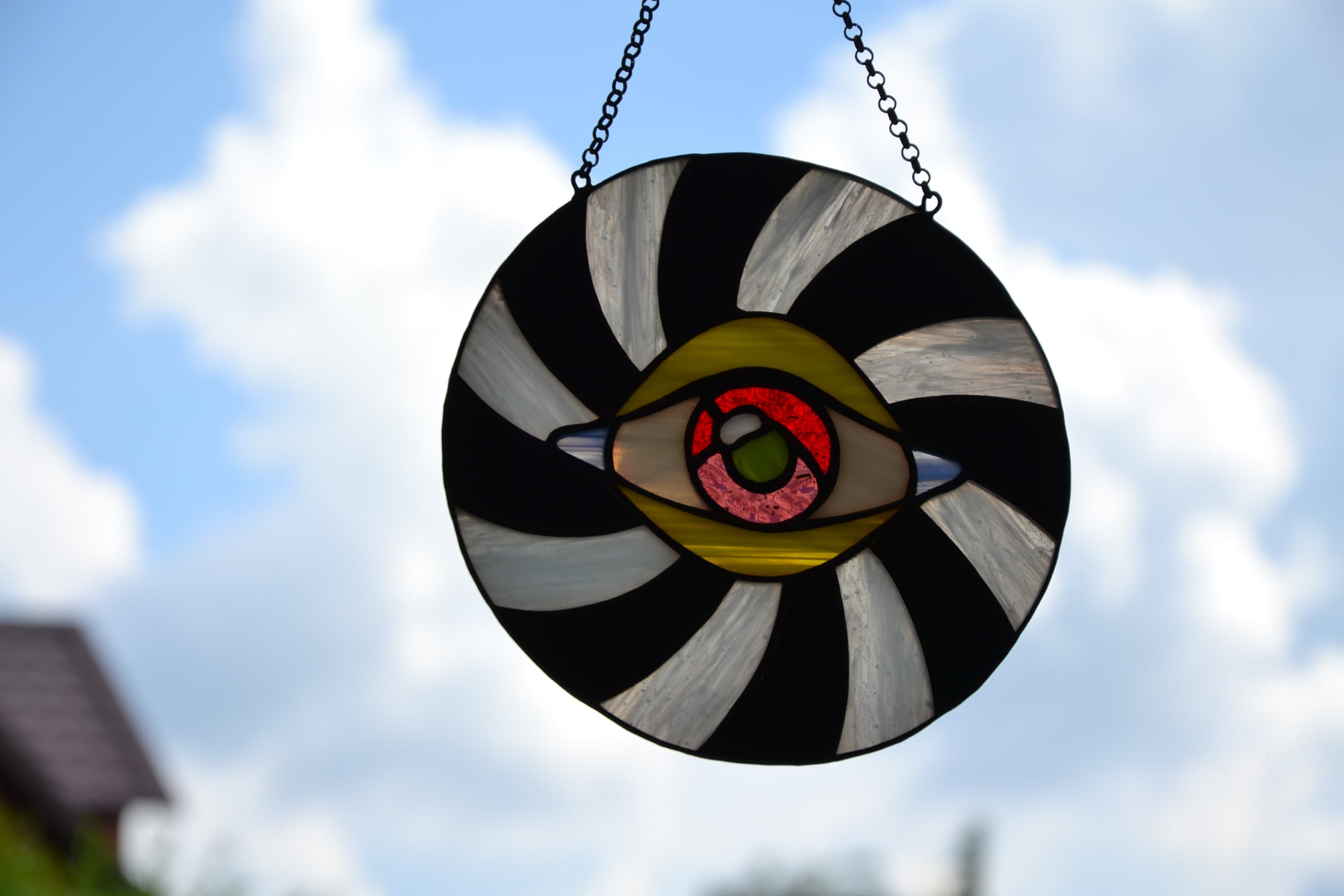 Stained Glass Suncatcher Eye Window Hanging Stained Glass Art Round ...
