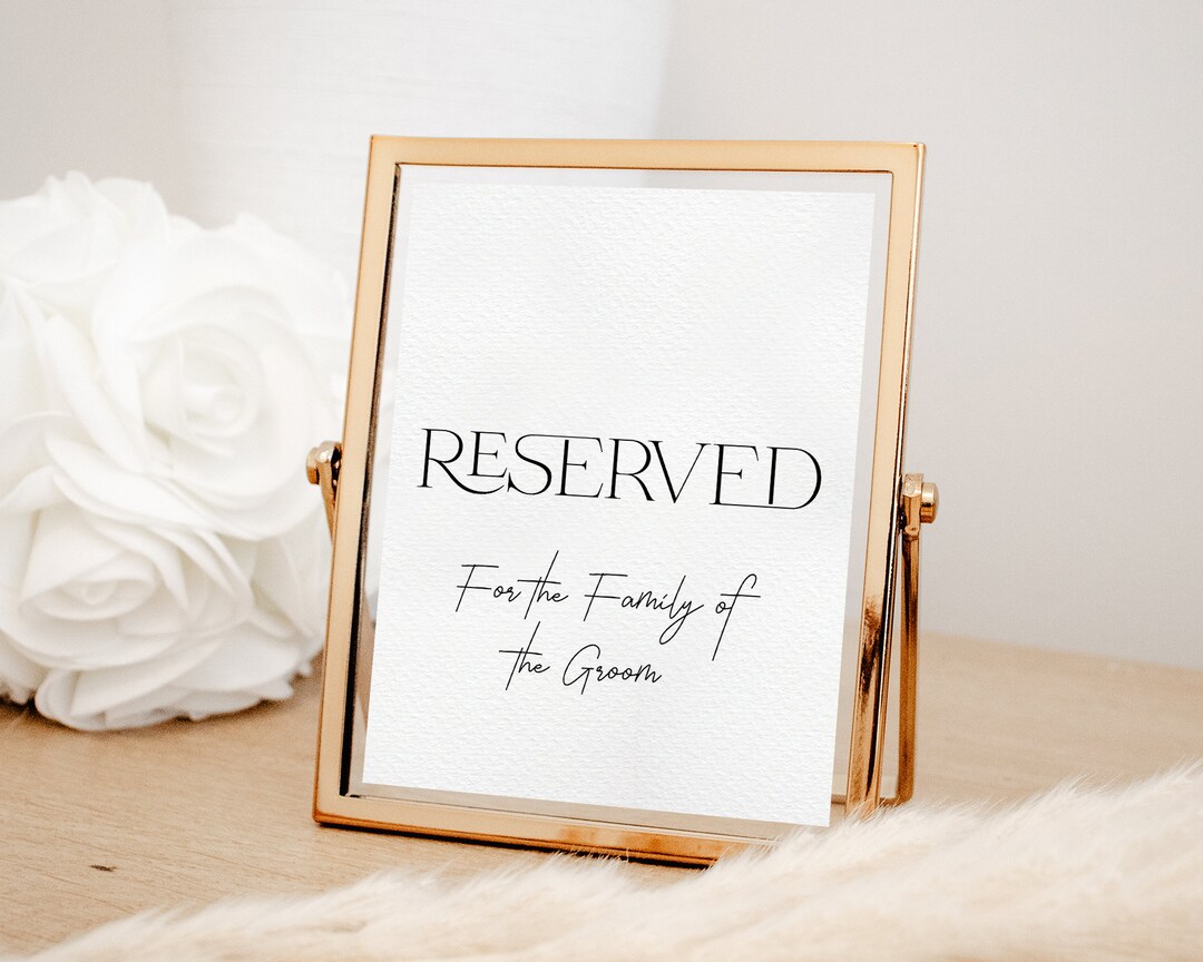 Minimalist Table Sign Reserved Table for the Grooms Family Elegant ...