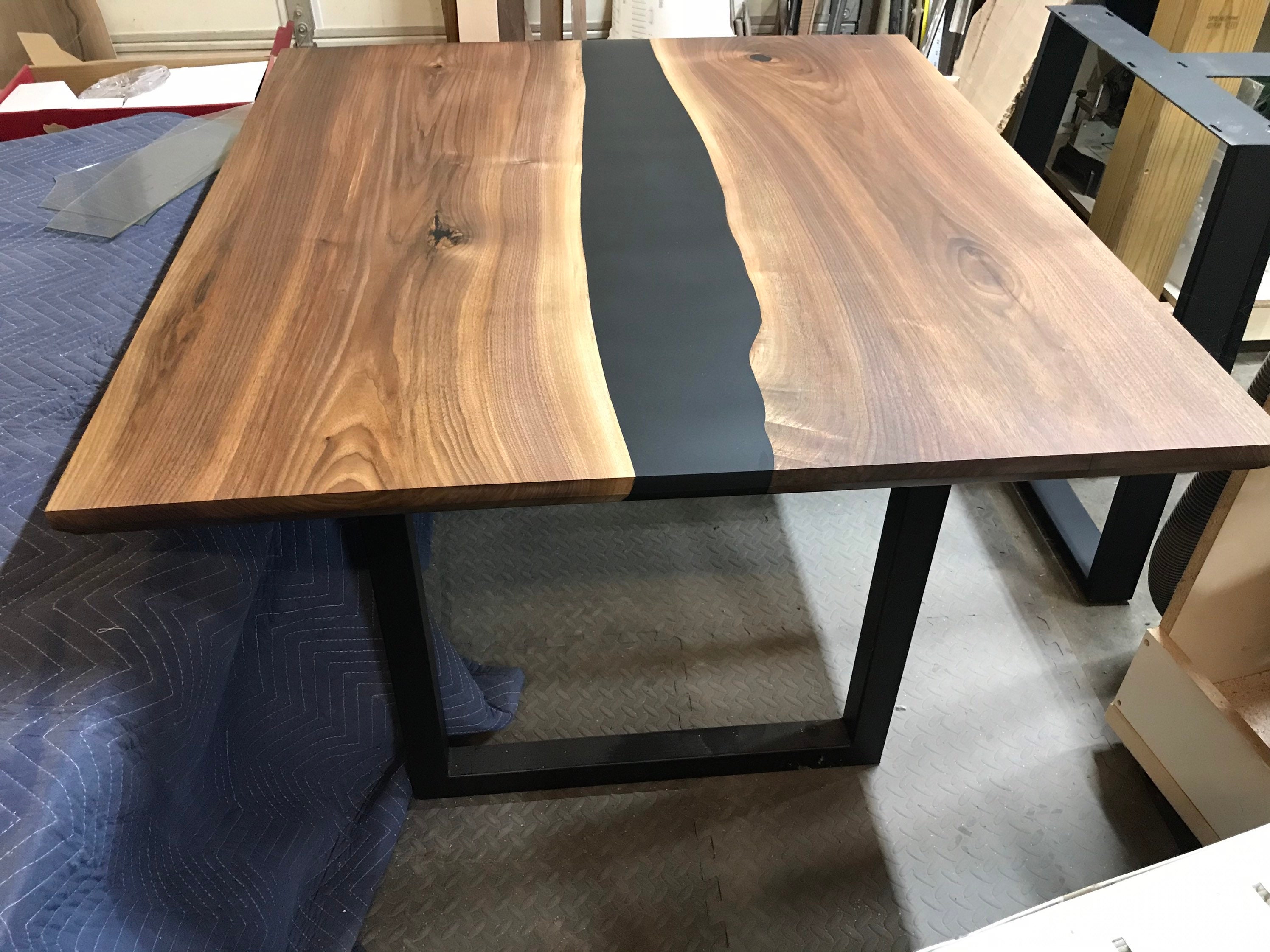 Black Walnut/ Black Epoxy River Dining Table Free Shipping (this Table ...