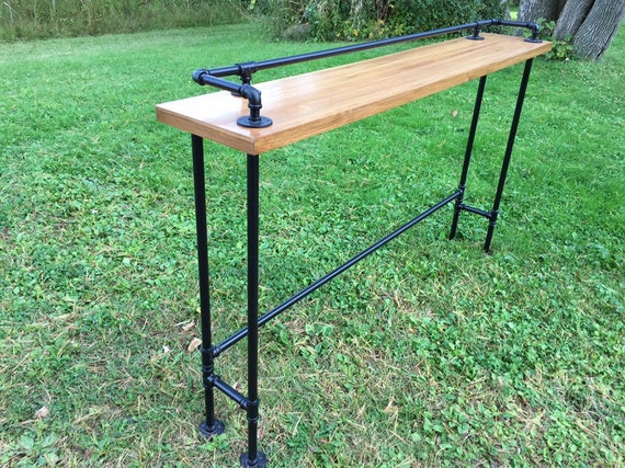 6' Industrial Pipe and Wood Bar Height Breakfast Bar | Etsy