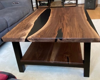 Beautiful Live Edge Black Walnut River Coffee Table and End Table Set ...