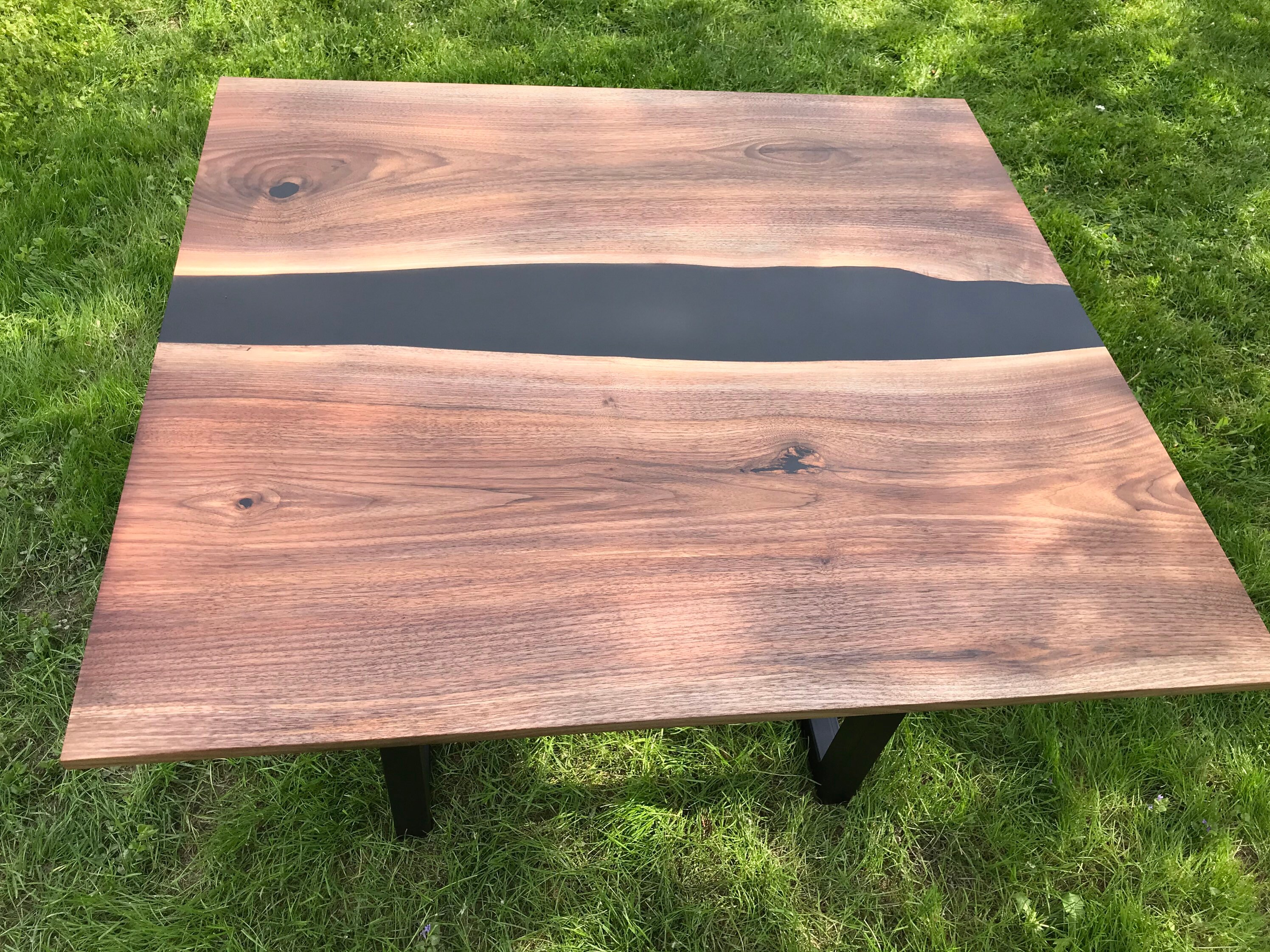 Black Walnut/ Black Epoxy River Dining Table Free Shipping (this Table ...