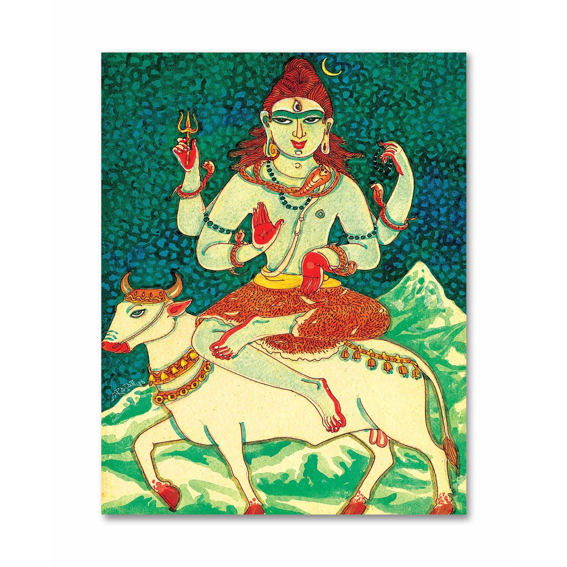 Shiva Shankar painting Shiva poster Hindu art print | Etsy