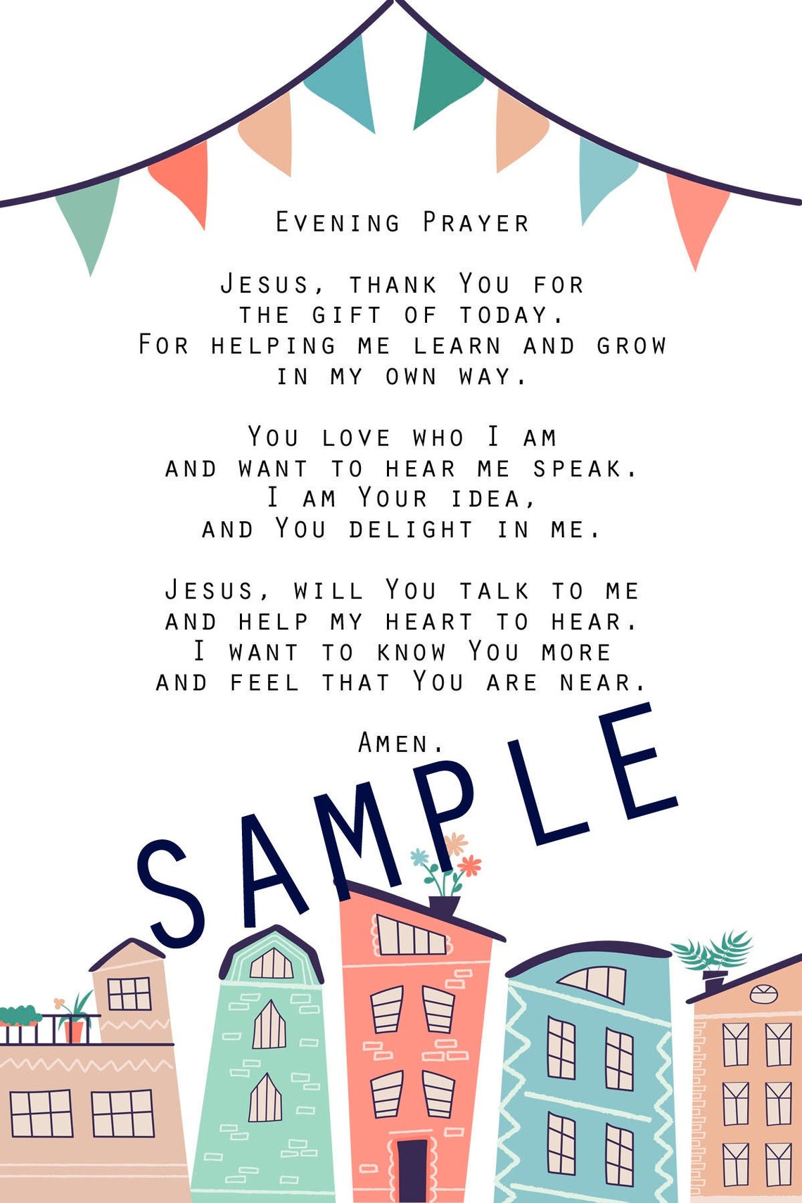 Children and Kids Prayer, Note Card, Faith, Christian, Bedtime, Morning ...