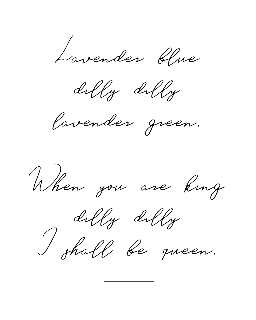 Digital Download, Lavender Blue, Nursery Rhyme, Lullaby, Baby, Black ...