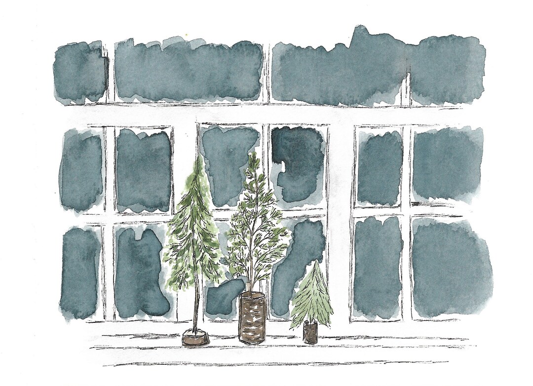 Instant Download, Winter Printable, Watercolor, Watercolour, Ink Sketch ...
