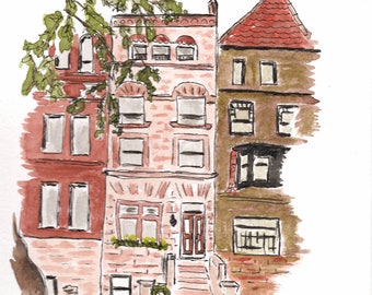 Instant Download, New York City Brownstone, Digital, Printable Art ...