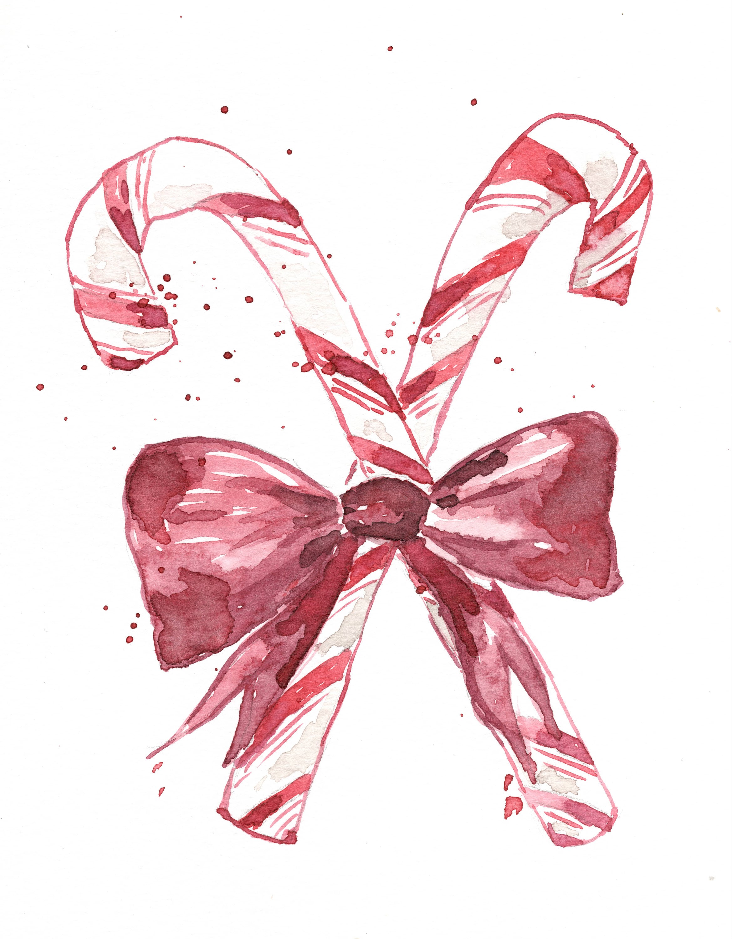 Instant Download, Christmas, Candy Cane, Watercolour, Digital ...