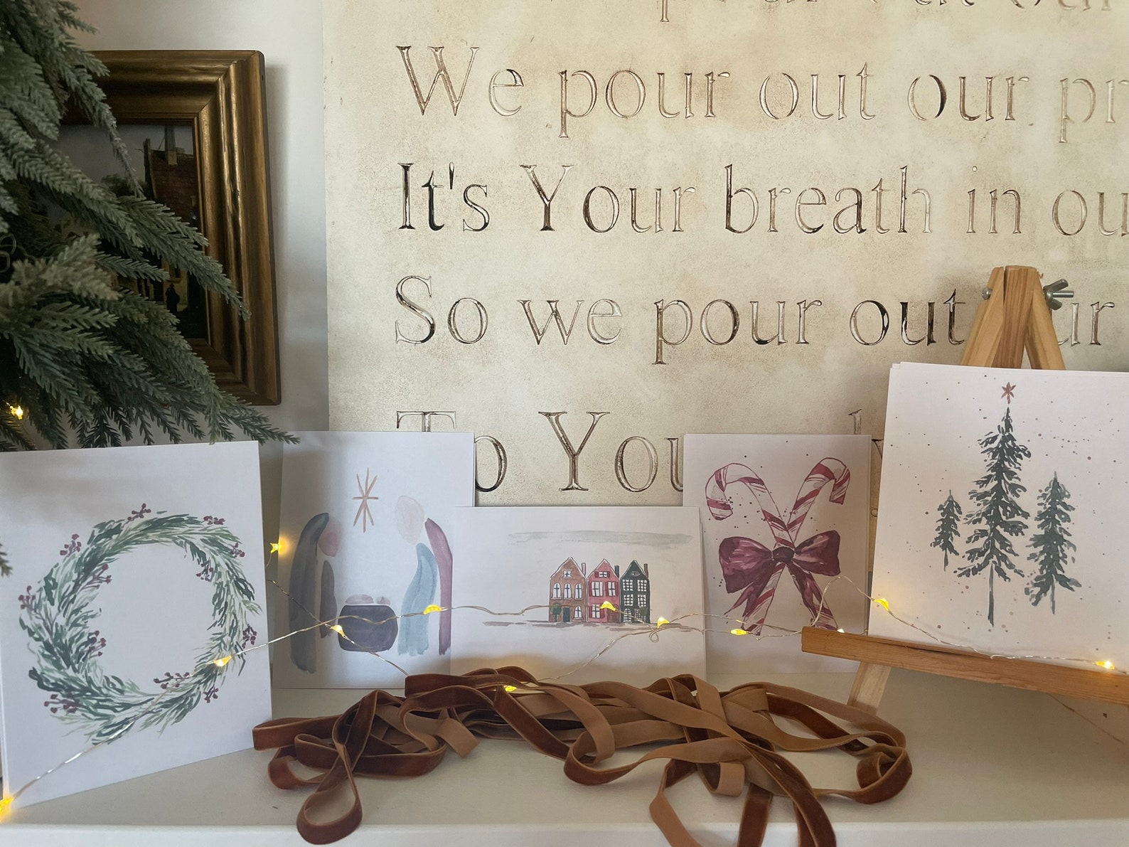 Instant Download, Christmas Wreath, Watercolour, Digital, Watercolor ...