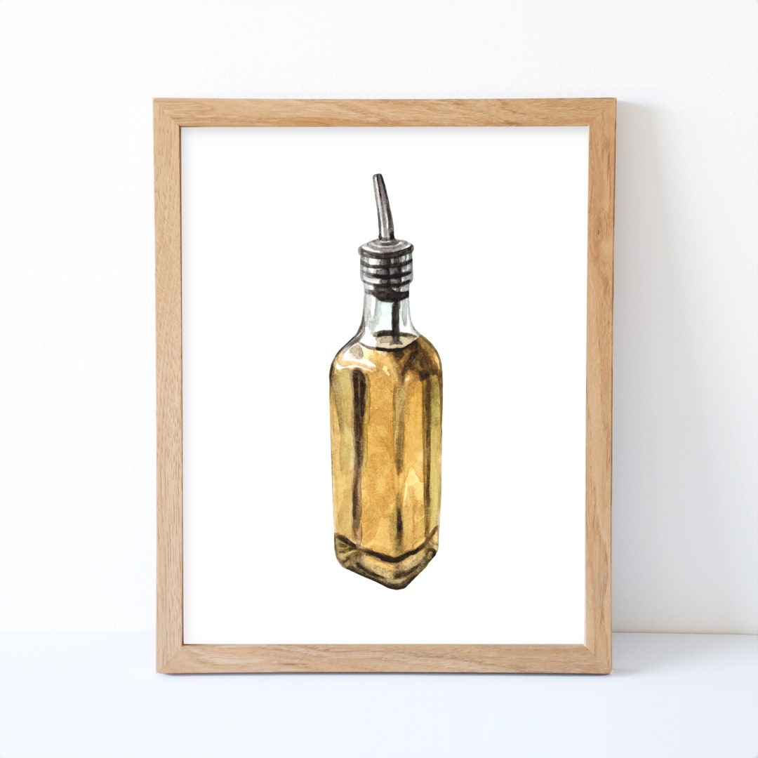 Watercolor Olive Oil Print, Olive Oil Wall Decor, Food Art, Food ...