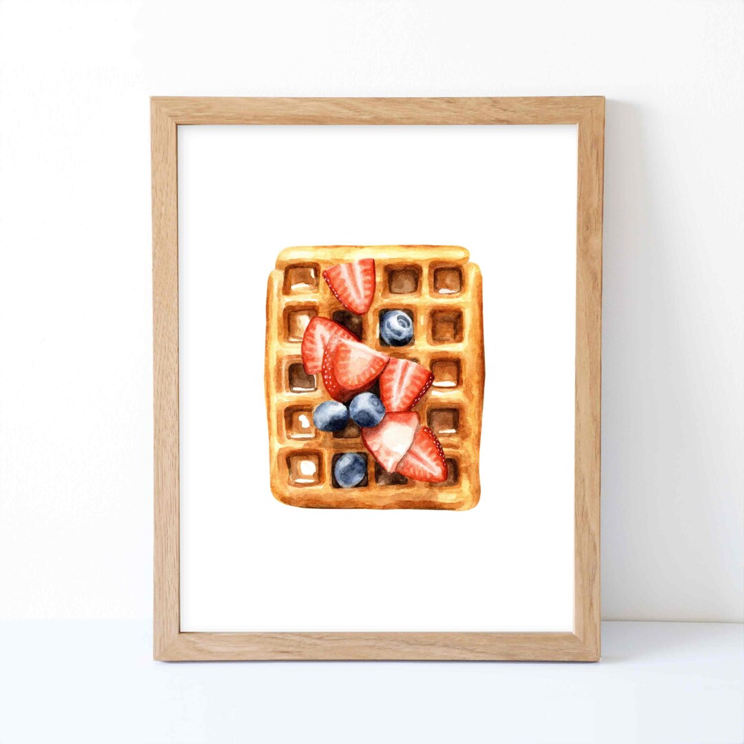 Watercolor Waffles Print, Waffles Wall Decor, Food Art, Food ...
