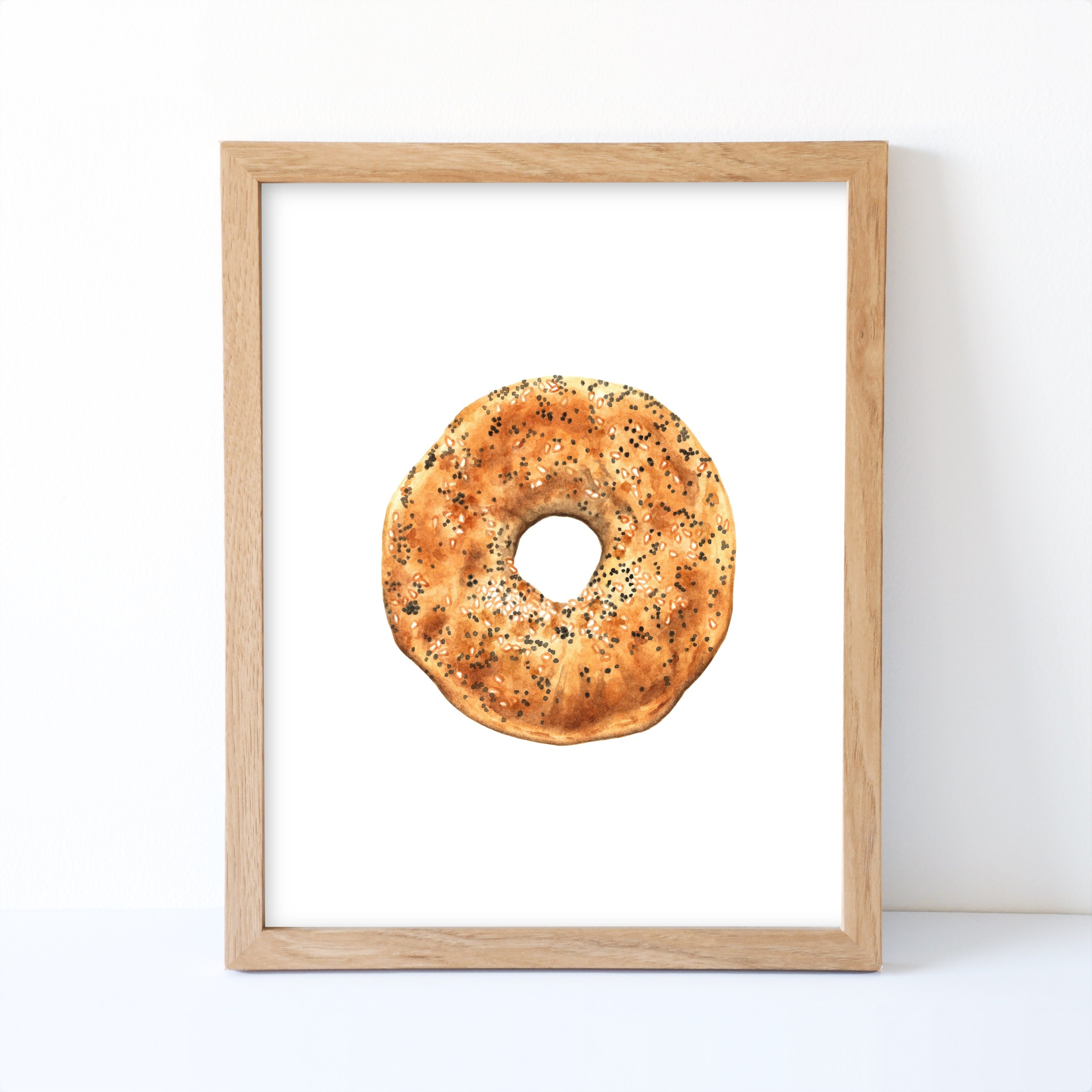 Watercolor Bagel Print Bagel Wall Decor Food Art Food - Etsy