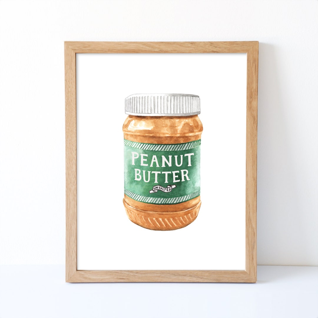 Watercolor Peanut Butter Print, Peanut Butter Wall Decor, Food Art ...