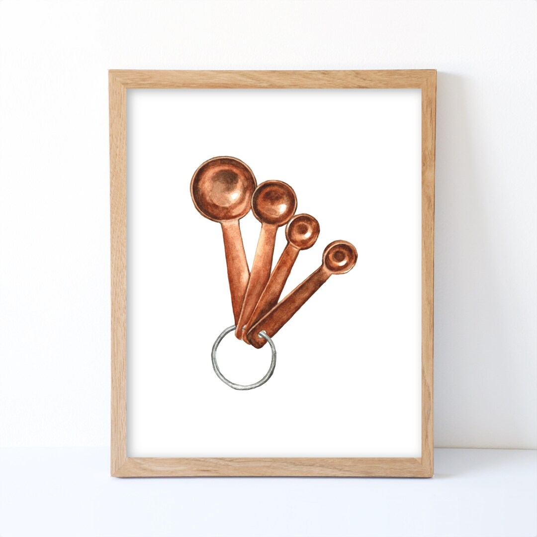 Watercolor Measuring Spoons Print, Baking Wall Decor, Food Art, Food ...