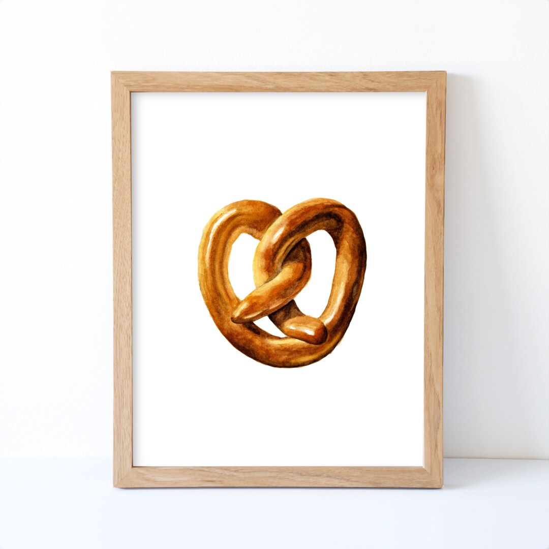Watercolor Pretzel Print, Pretzel Wall Decor, Food Art, Food ...
