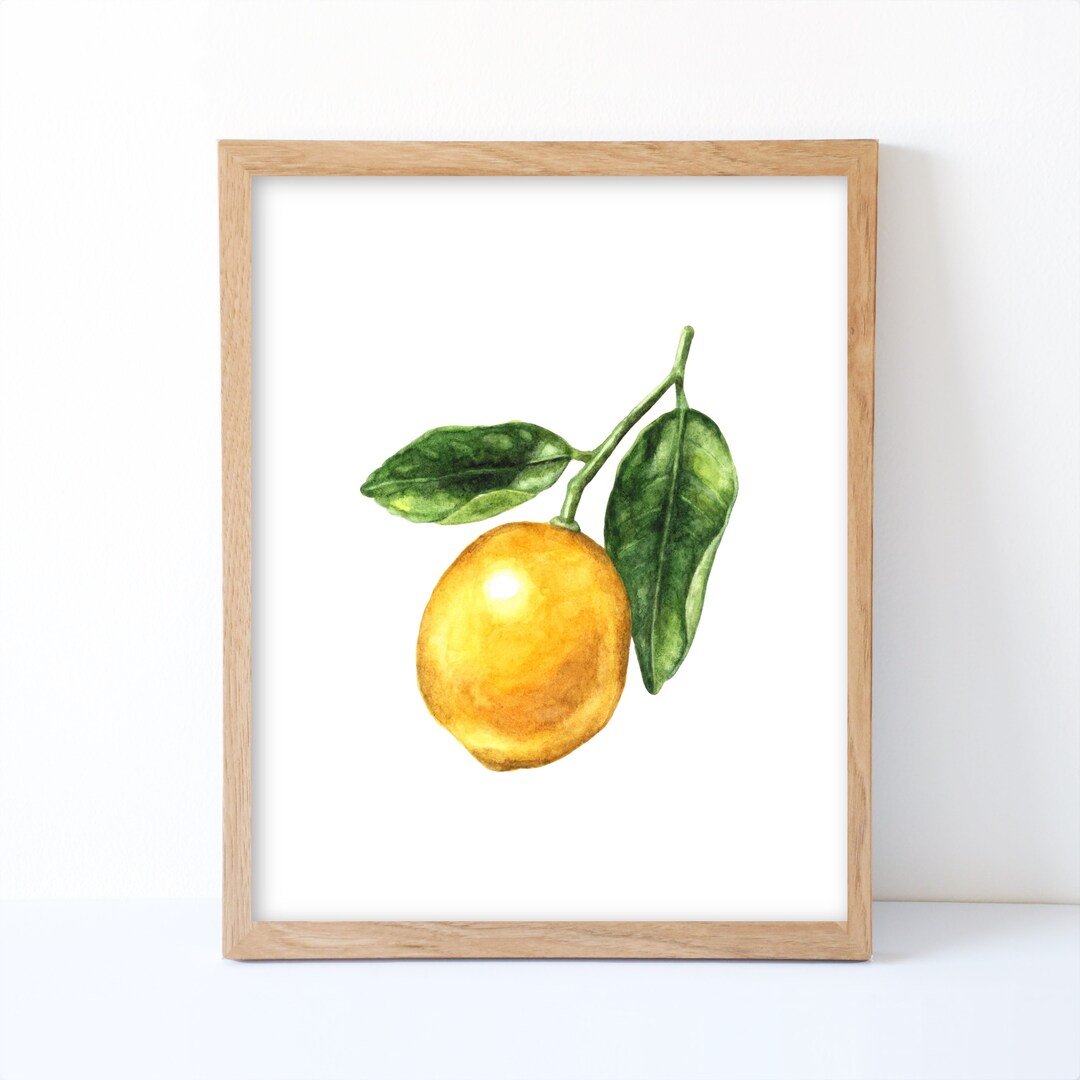 Watercolor Lemon Print, Lemon Wall Decor, Food Art, Food Illustration ...