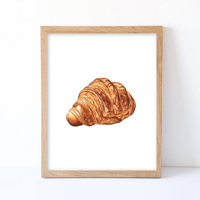 Watercolor Croissant Print Croissant Wall Decor Food Art - Etsy