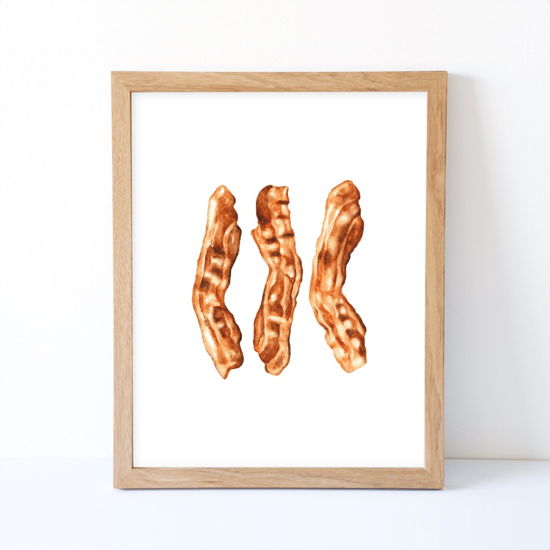 Watercolor Bacon Print, Bacon Wall Decor, Food Art, Food Illustration ...
