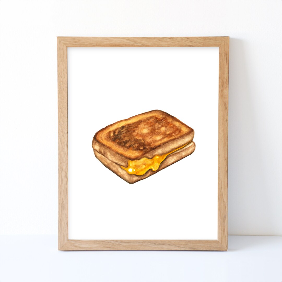 Watercolor Grilled Cheese Sandwich Print, Grilled Cheese Wall Decor ...