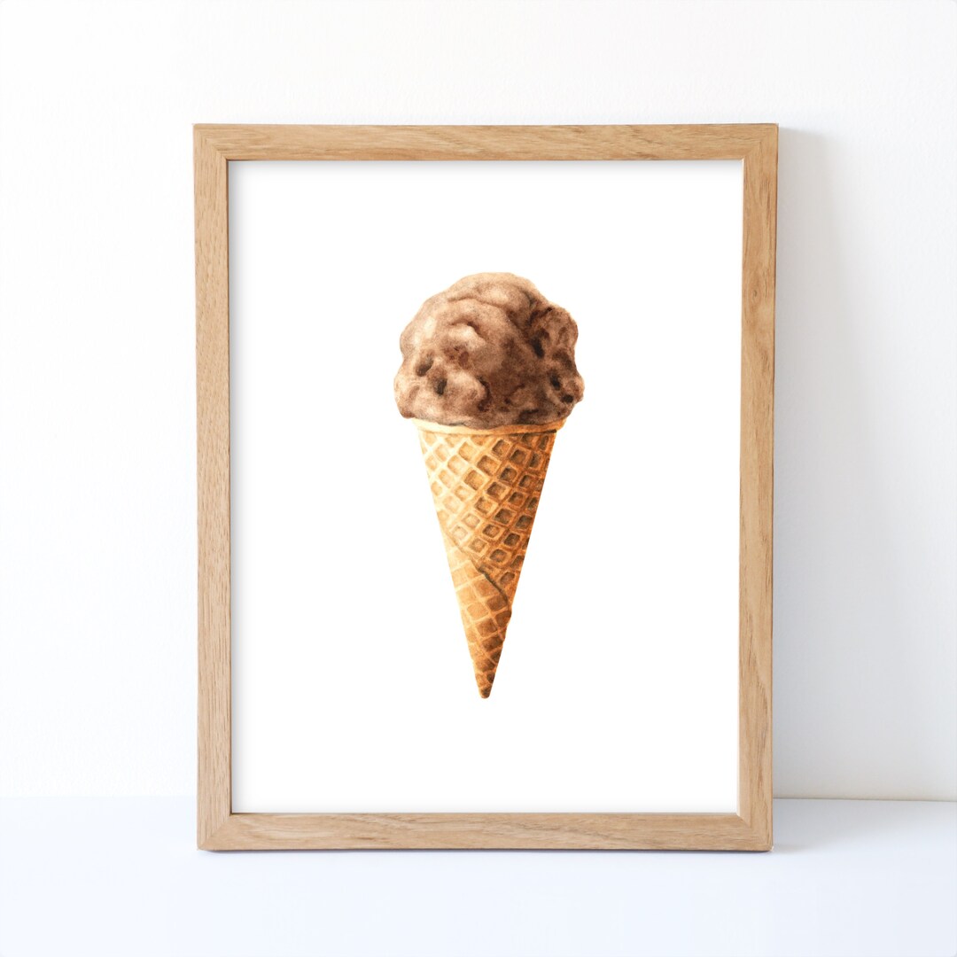 Watercolor Chocolate Ice Cream Print, Chocolate Ice Cream Wall Decor ...