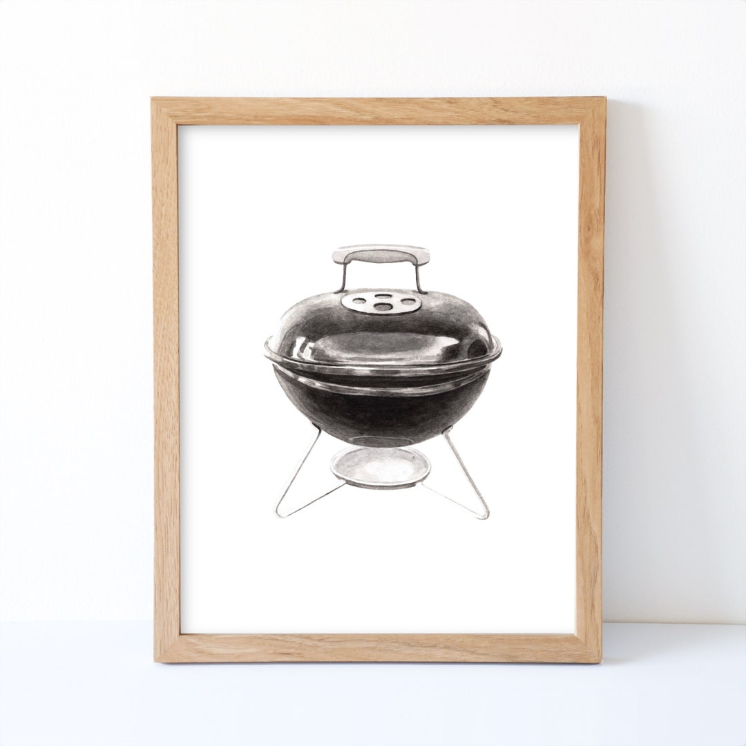 Watercolor BBQ Grill Print, BBQ Wall Decor, Food Art, Food Illustration ...