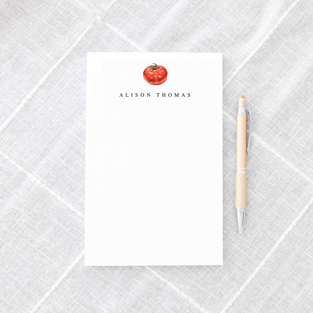 Personalized Tomato Notepad, Watercolor Stationery, Foodie Gift, Office ...