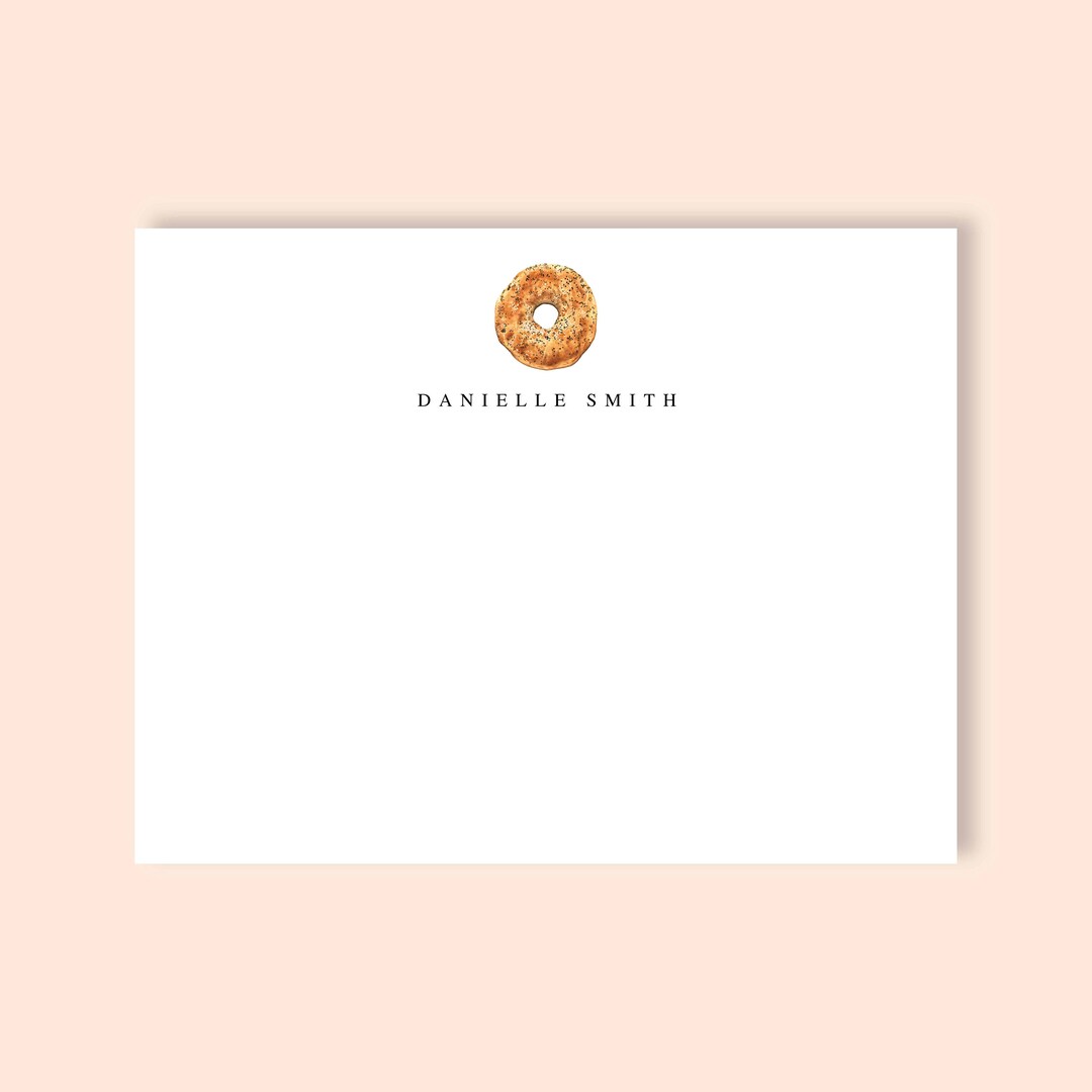 Bagel Personalized Stationery Set, Custom Bagel Notecards, Thank You ...