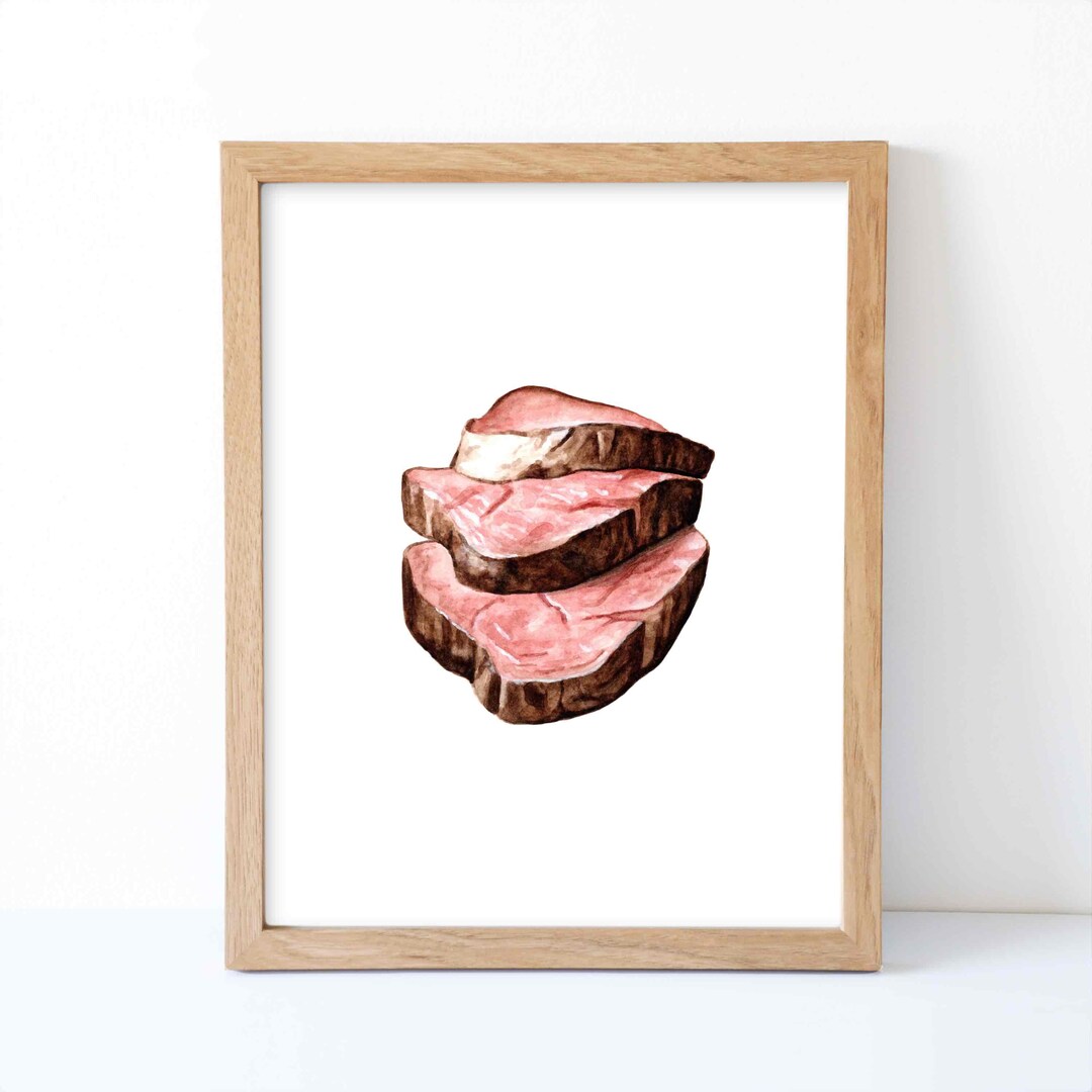 Watercolor Beef Print, Beef Wall Decor, Food Art, Food Illustration ...