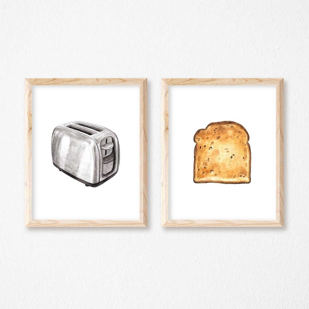 Watercolor Toaster and Toast Print Set Toaster and Toast Wall - Etsy