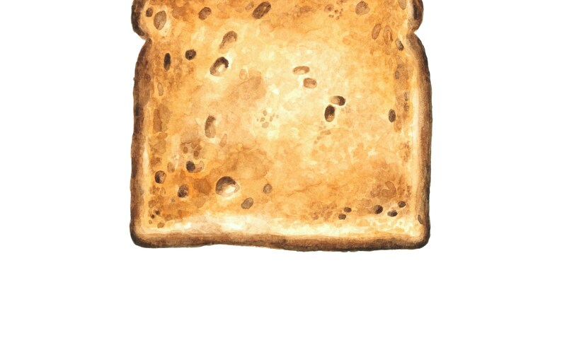 Watercolor Toast Print Toast Wall Decor Food Art Food | Etsy