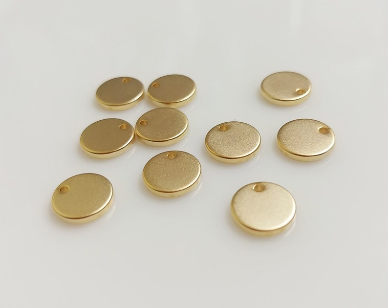 2 PCS - 10 Mm Matte Gold Plated Brass, Round Disc 1 Hole Connector ...