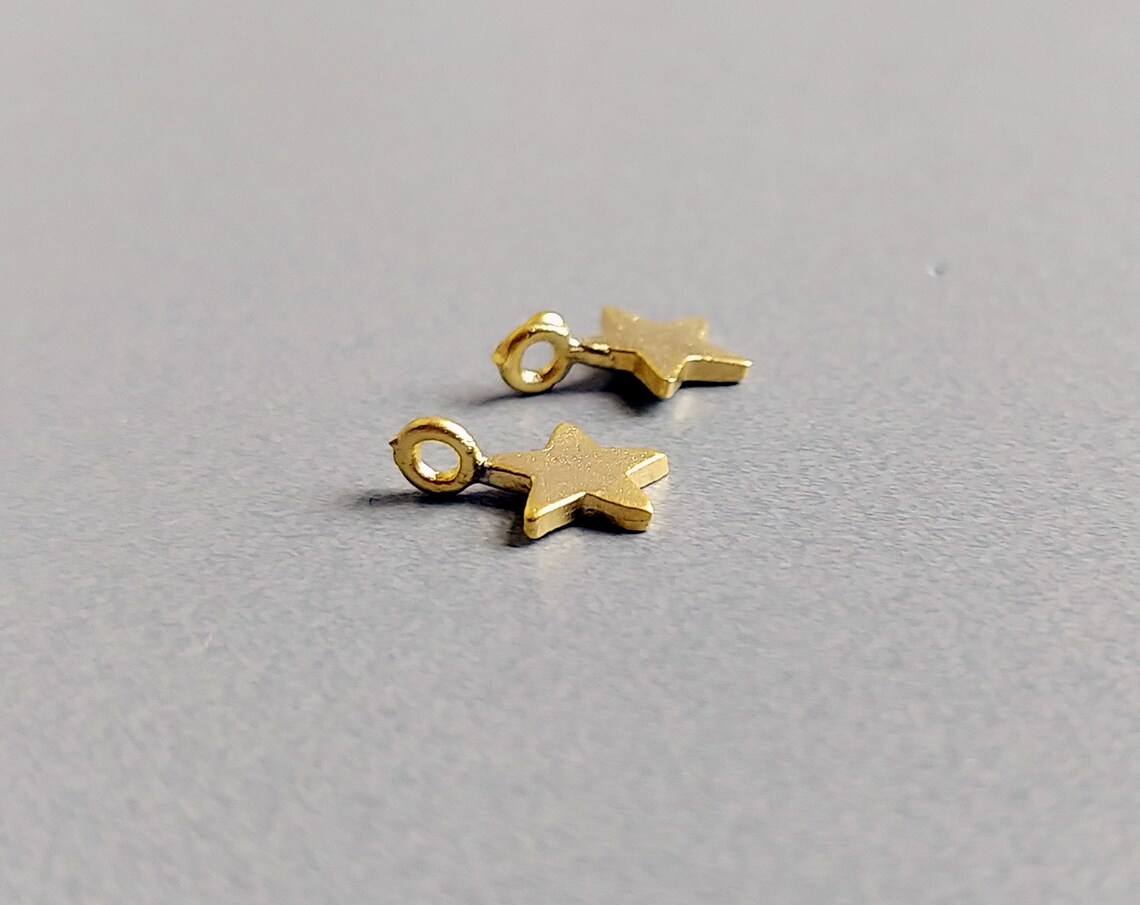 2 PCS - 10mm Matte Gold Plated, Mini Star Charms, Earring Parts for ...