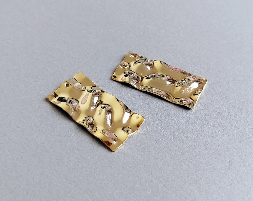 2 PCS 28mm Gold Plated, Bumpy Square Pendant Supply for Girl Earrings ...