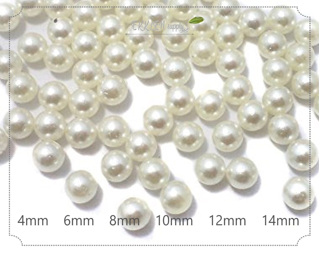 Off White - (1 Hole) Acrylic Pearl Round Beads With One Side Hole, 4mm ...