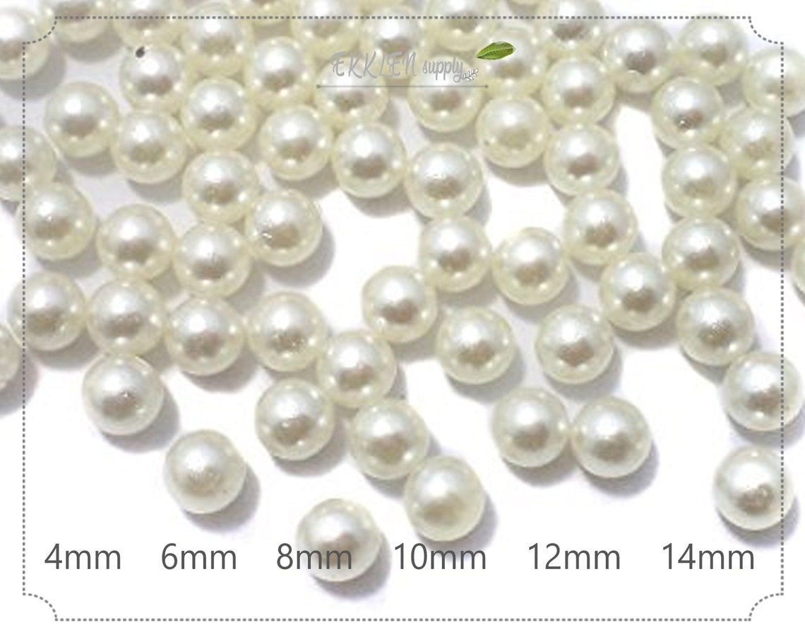 Off White - (1 Hole) Acrylic Pearl Round Beads With One Side Hole, 4mm ...